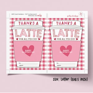 Thanks a Latte for All You Do, Valentines Day Coffee Cup Greeting Card ...