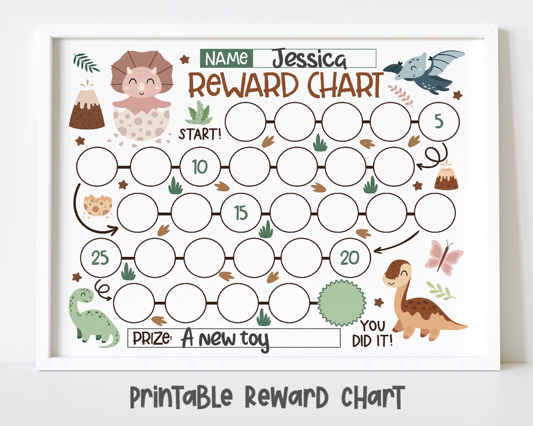 Printable Dinosaur Reward Chart for Kids, Simple Kids Reward Chart ...