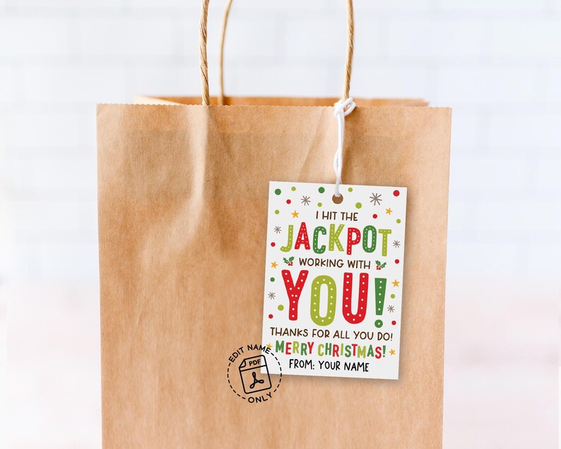 Christmas Lotto Gift Tags Printable, Jackpot Working With You, Employee ...