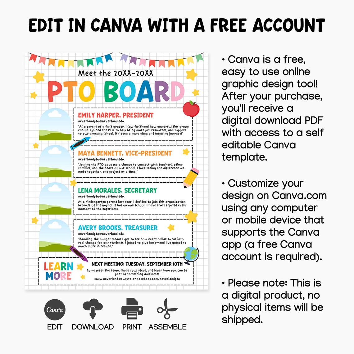 Editable Meet the PTO Board Flyer: Canva Template (8.5x11" Digital ...