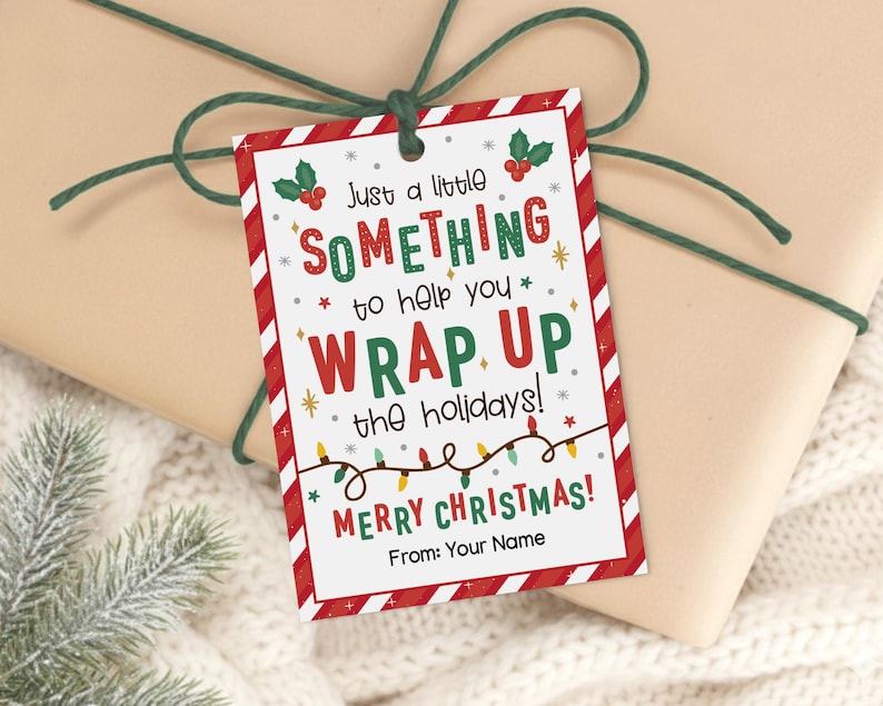 Christmas Gift Tags, Wrap up the Holidays Printable, Candy Cane Border ...