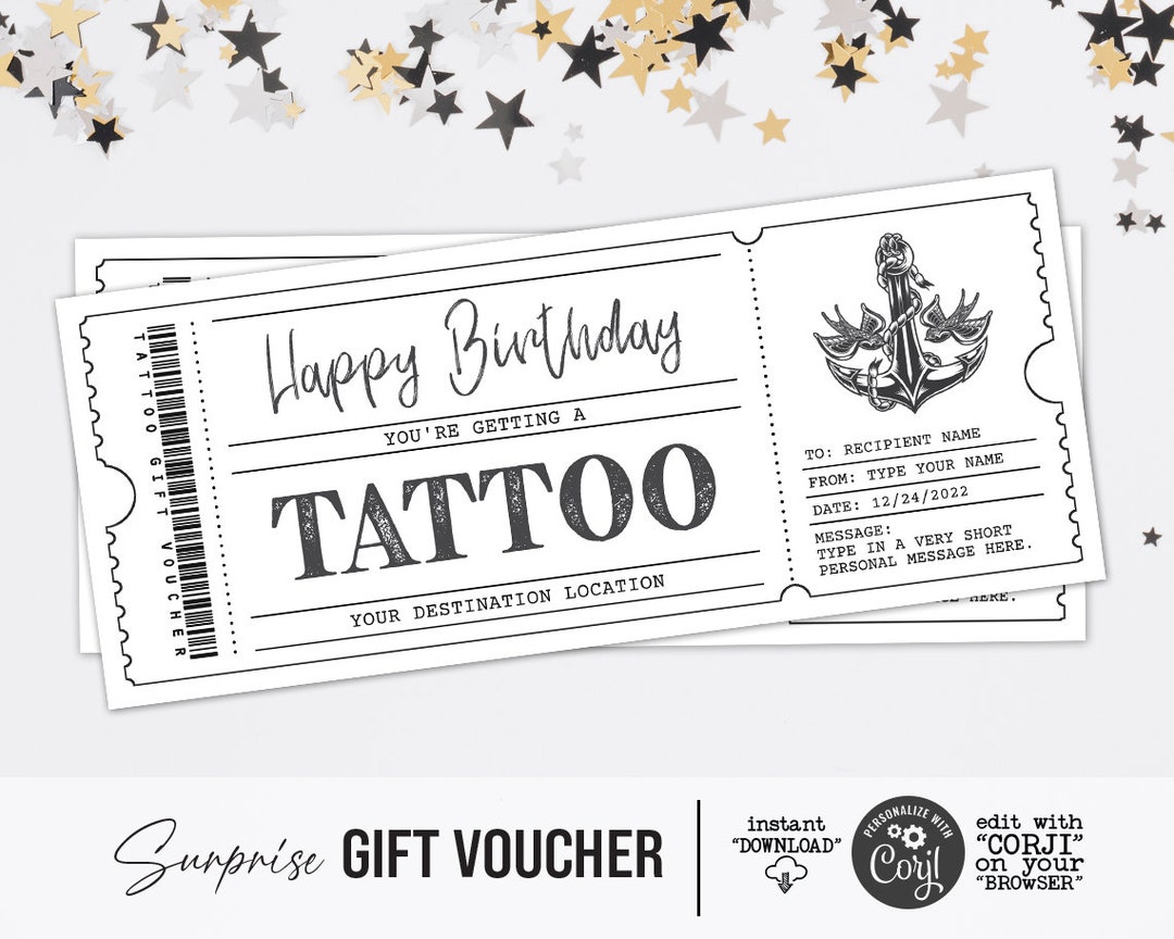Plantilla de certificado de tatuaje, tatuaje sorpresa, plantilla de ...