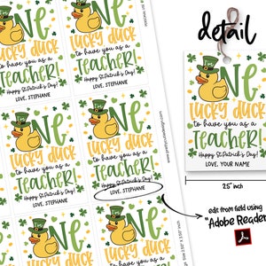 One Lucky Duck St Patricks Day Tag, Rubber Duck Tags, Happy St Patricks ...