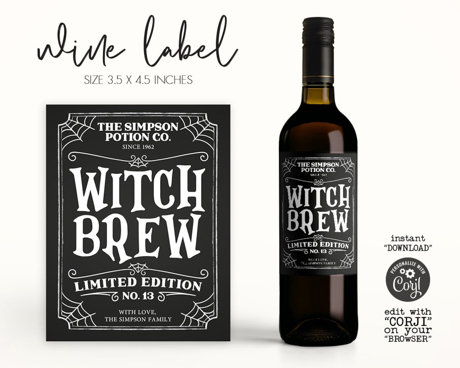 Witch Brew Hallowine Witches Label Personalised Halloween - Etsy
