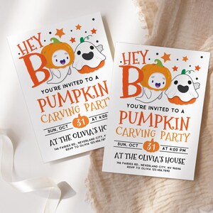 Editable Halloween Pumpkin Carving Invitation, Digital Party Invite ...