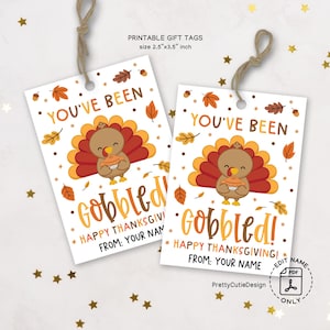 You've Been Gobbled Thanksgiving Gift Tags Printable, Fall Thank You ...
