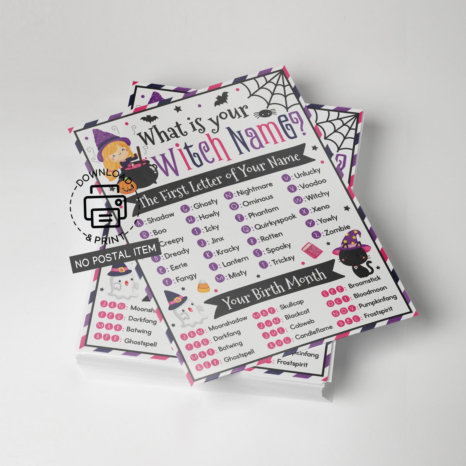 Halloween Witch Name Game Printable: Party Activity, Includes Name ...