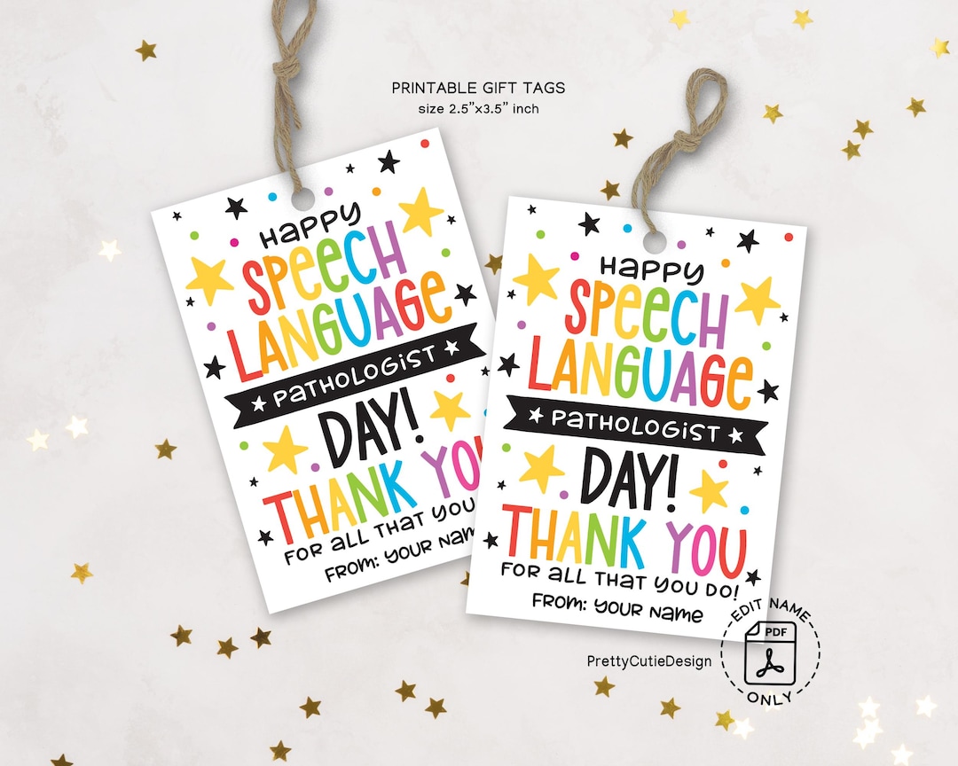 SLP Appreciation Gift Tags: Speech Language Pathologist Thank You (PDF ...