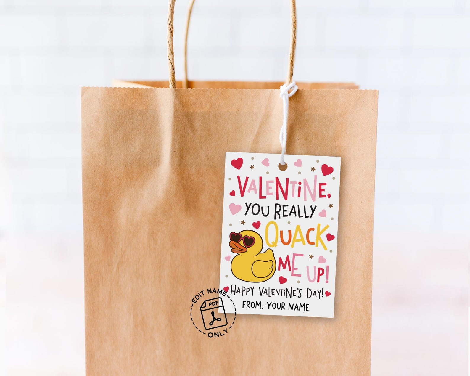 Rubber Duck Valentine's Day Gift Tags Printable, Kids Classroom Favor ...