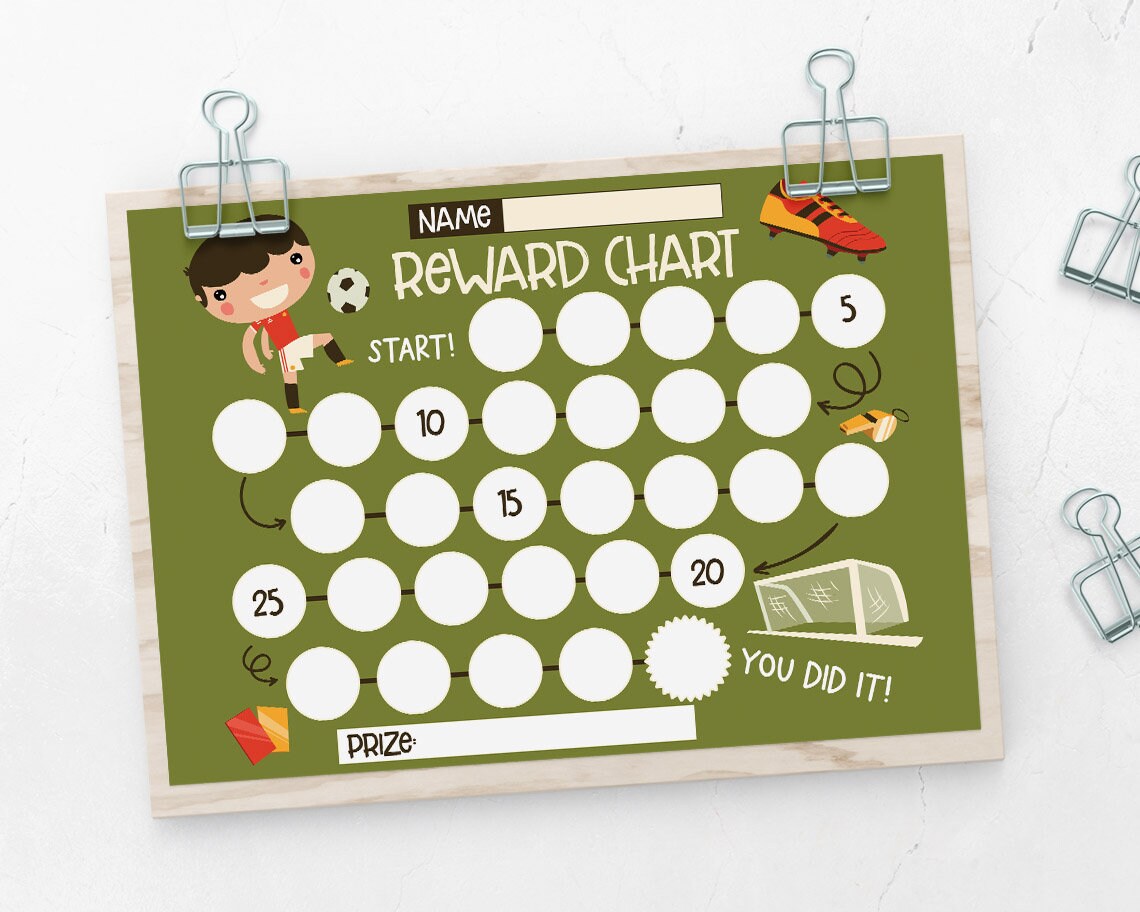 Soccer Reward Chart for Kids for Kids Simple Kids Reward | Etsy