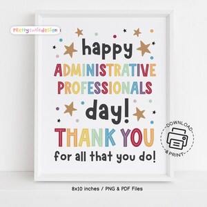 Administrative Professionals Day Sign Printable, Office Wall Art, Admin ...
