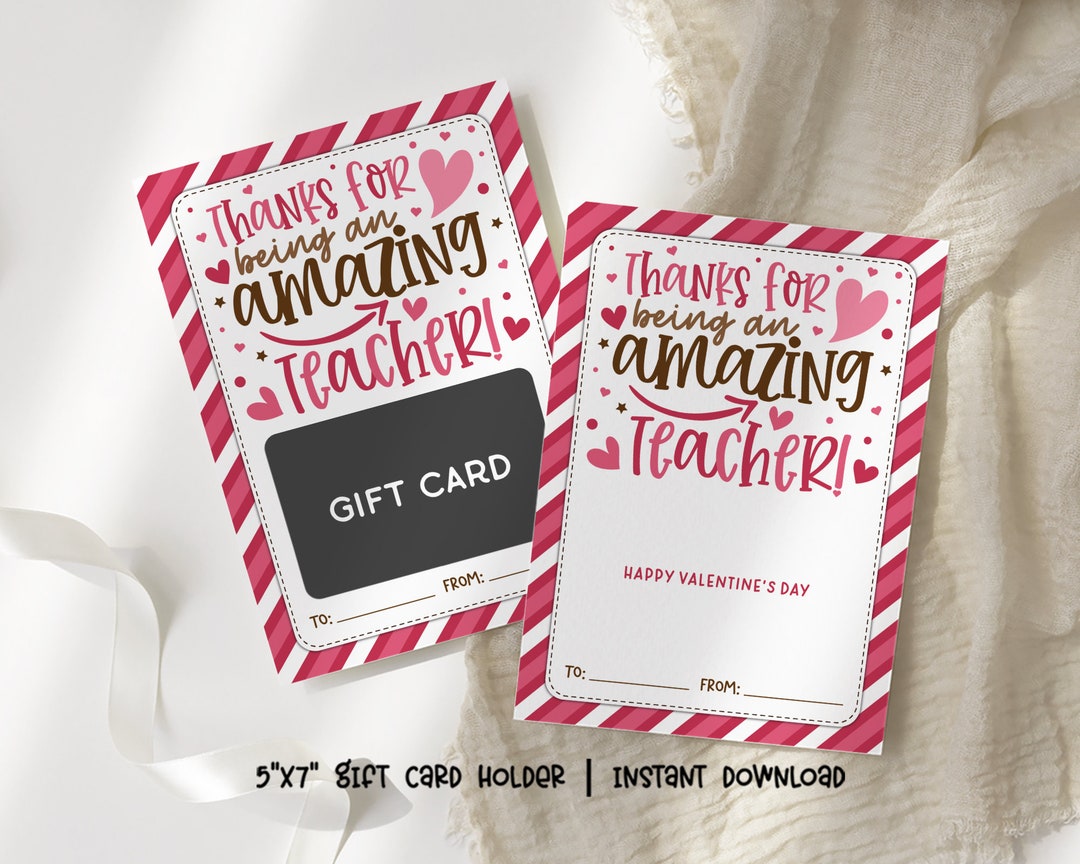 Thanks for Being an Amazing Teacher, Valentine's Day Gift Card Holder ...