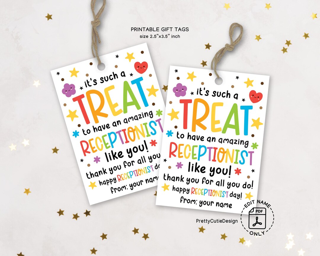Receptionist Day Gift Tag Printable, It’s Such a Treat Tag ...