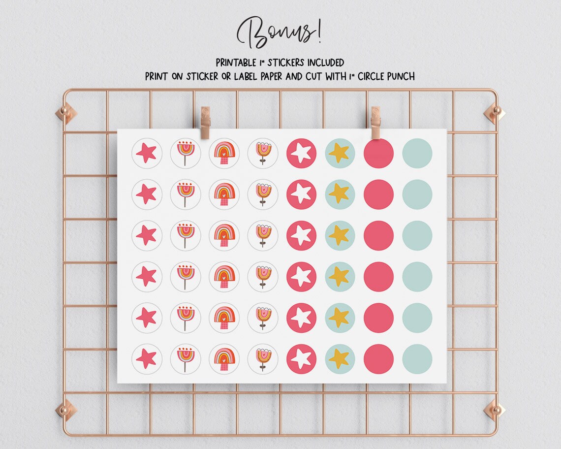 Rainbow Garden Reward Chart for Kids Simple Kids Reward - Etsy Canada