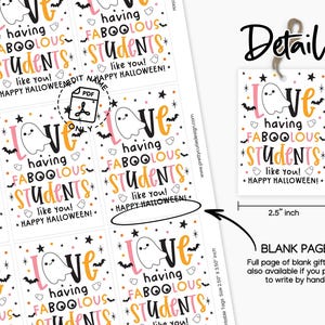 Students Halloween Gift Tags Printable, Faboolous Students Trick or ...