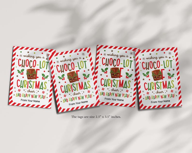Christmas Chocolate Gift Tags Printable, Funny Choco-lot Pun Labels ...