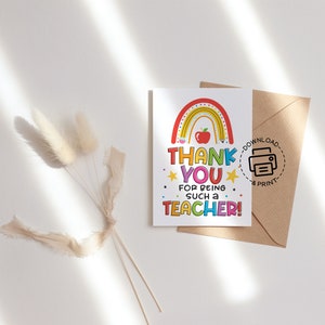 Teacher Appreciation Card, Teacher Thank You Card Printable, Teacher ...