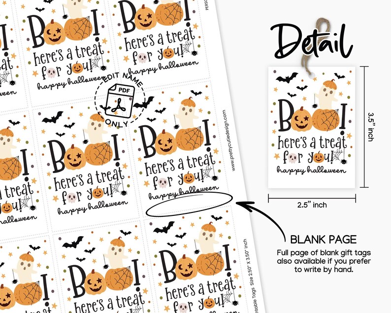 Halloween Treat Tags Printable: "boo! Here's a Treat for You!" (PDF ...