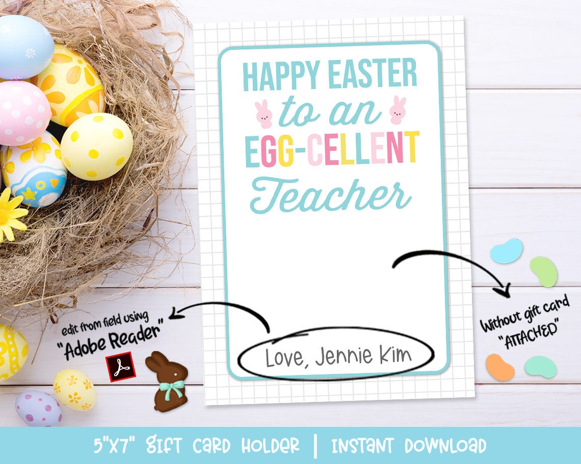 Happy Easter to an Egg-cellent Teacher, Pastel Color Easter Coffee Gift ...