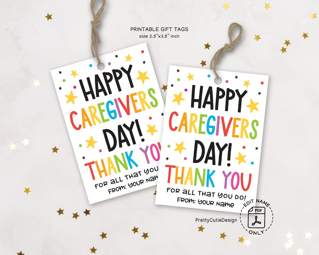 Caregivers Day Gift Tags Printable, Caregiver Appreciation Treat Labels ...