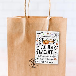 Teacher Halloween Gift Tag Printable, Spooktacular Teacher Halloween ...