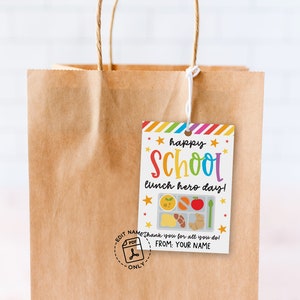 School Lunch Hero Day Gift Tag Printable, School Lunch Lady Tag, School ...