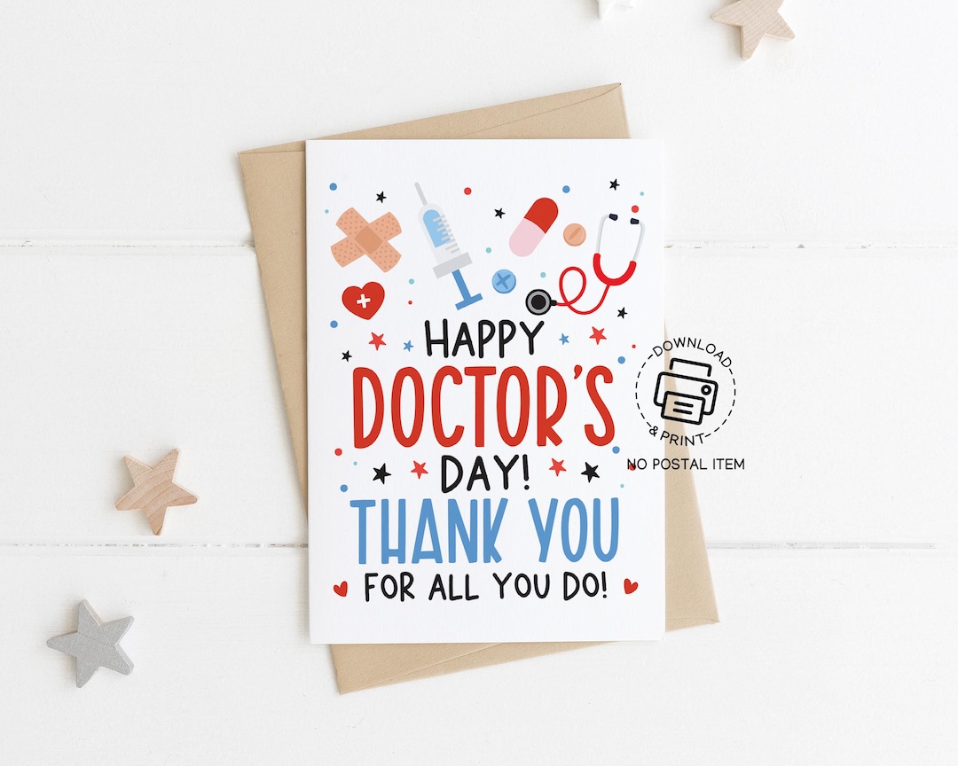 Happy Doctor’s Day Card Printable, Doctor Appreciation Greeting Card ...