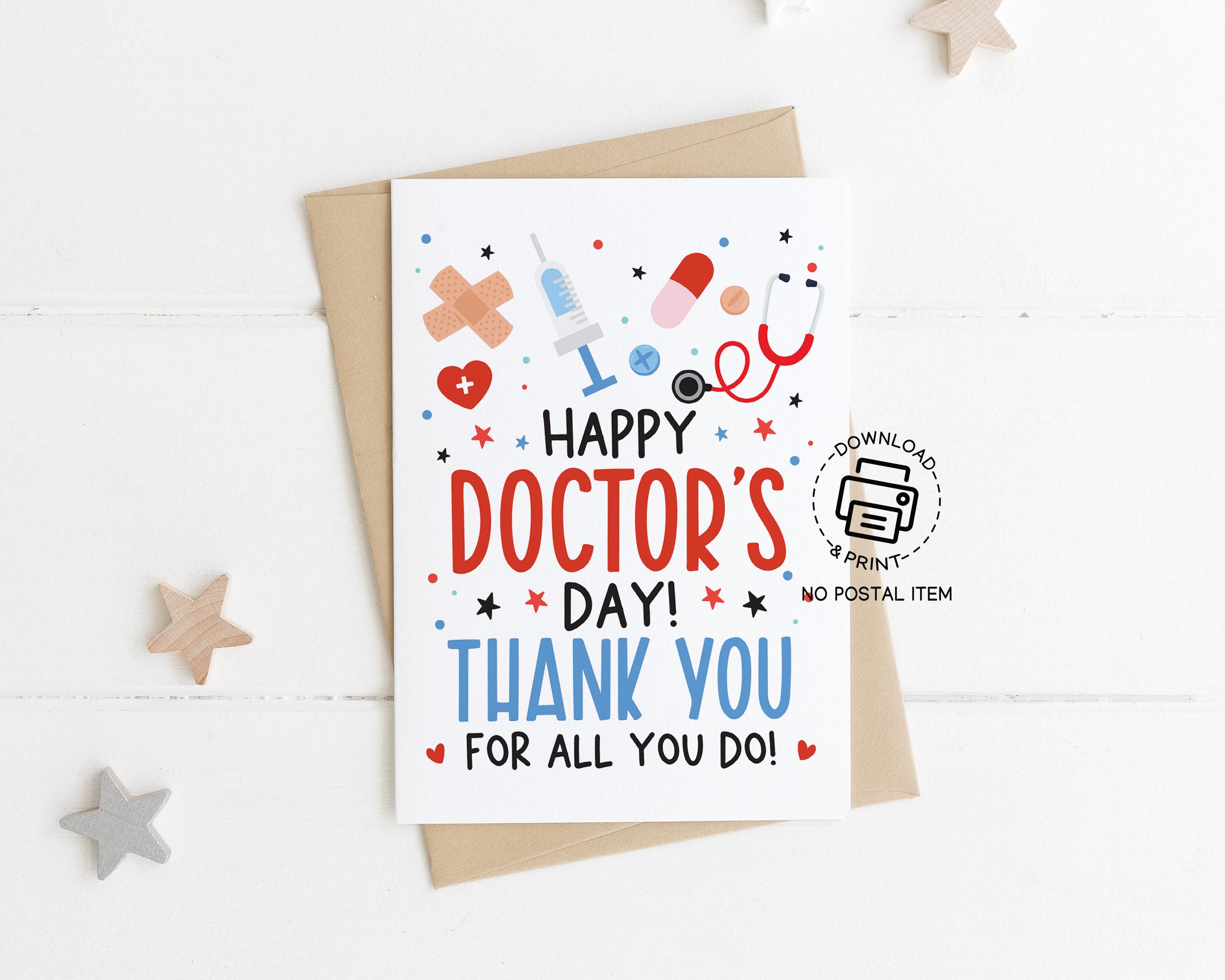 Happy Doctor’s Day Card Printable, Doctor Appreciation Greeting Card ...