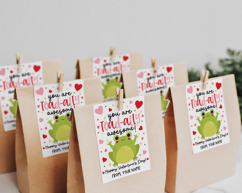Frog Valentine Gift Tag Printable, You Are Toad-ally Awesome, Treat Bag ...