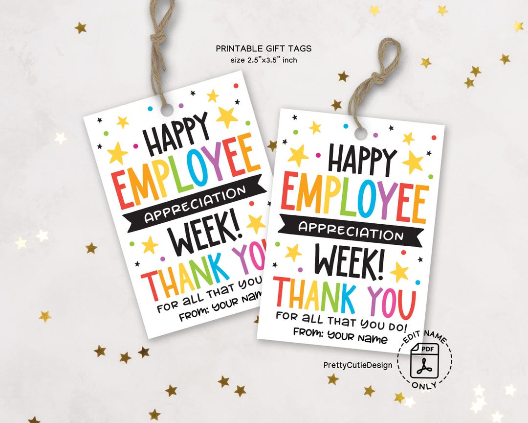 Employee Appreciation Week Thank You Tag Printable, Employee ...