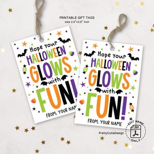 Glow Stick Halloween Gift Tags, Kids Trick or Treat (digital Download ...