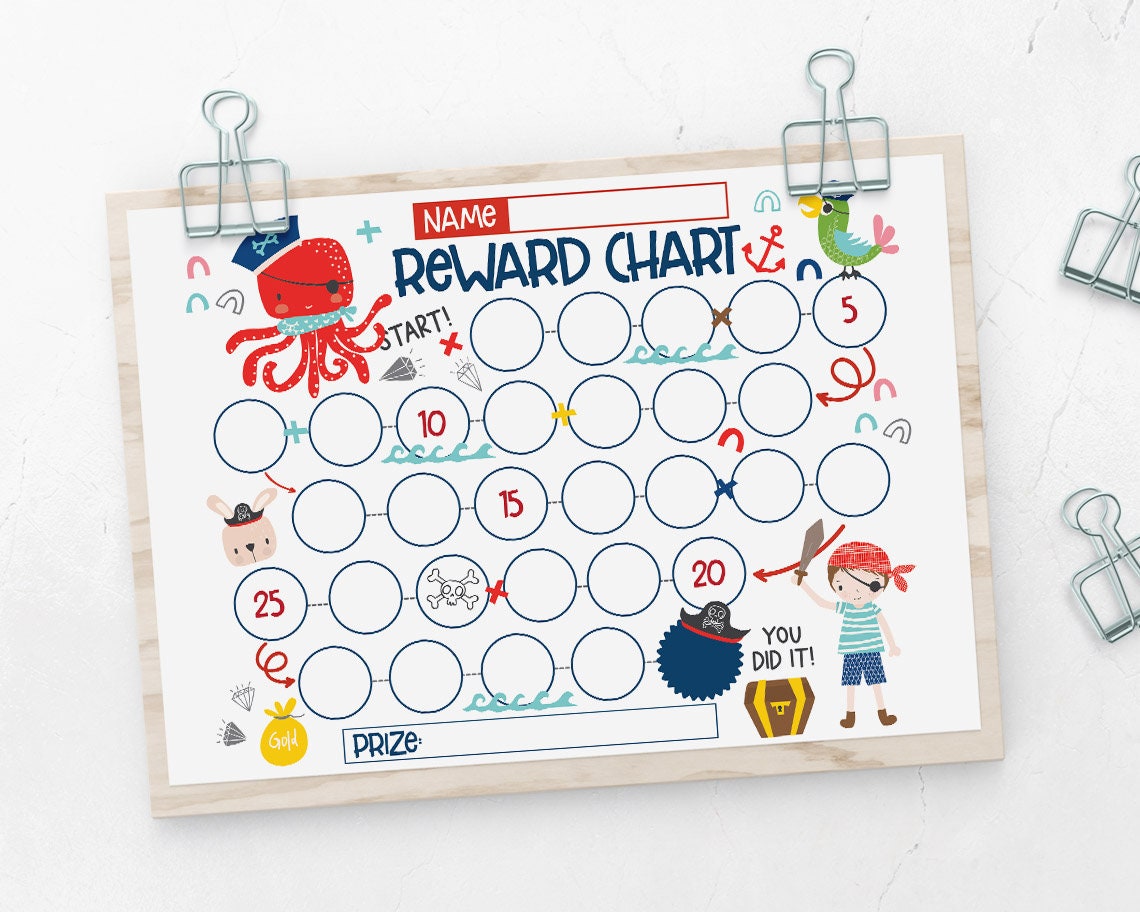 Pirate Boy Reward Chart for Kids Simple Kids Reward Chart - Etsy Canada