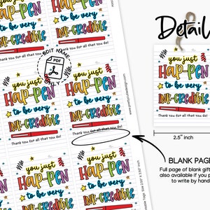 Teacher Appreciation Tag, Teacher Appreciation Week Gift Tags, Ink ...