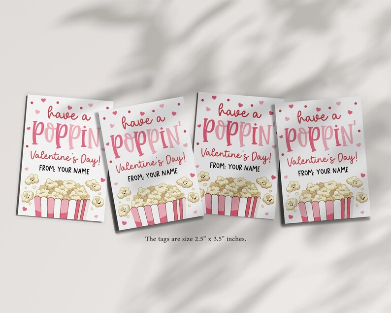 Poppin’ Valentine Gift Tags, Popcorn Party Printable, Teacher Classroom ...
