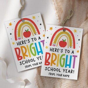 Bright First Day of School Gift Tags Printable, Back to School Rainbow ...