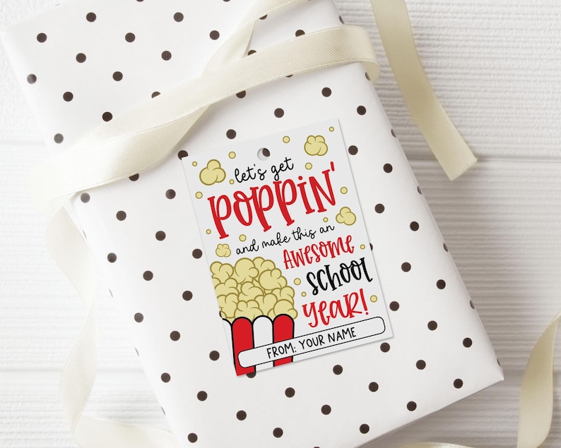 Popcorn Back to School Gift Tag Printable: Teacher Student Treat (PDF ...