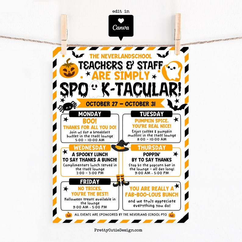 Teacher Halloween Appreciation Week Poster: Editable Canva Template ...