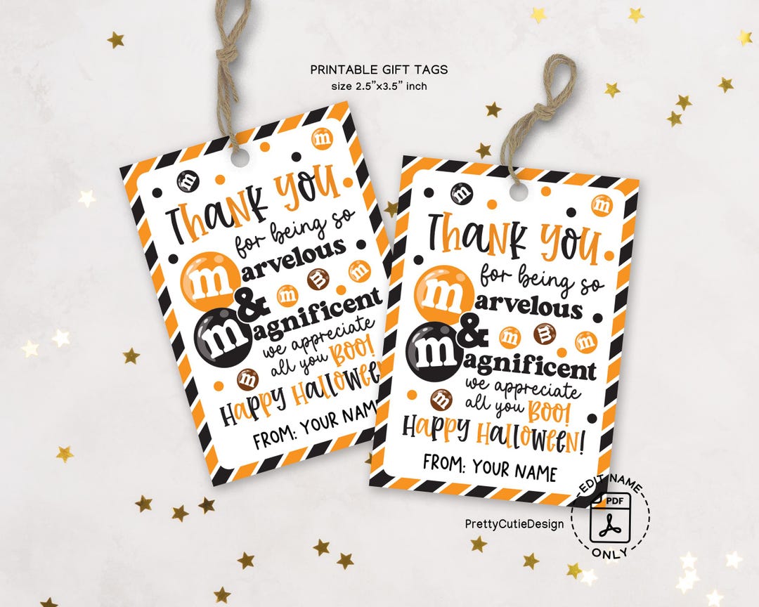 Halloween Appreciation Gift Tags, Thanks for Being Magnificent ...