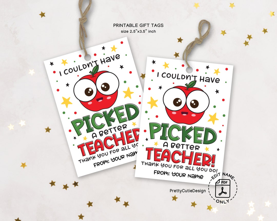 Apple Teacher Appreciation Tag, Teacher Appreciation Week Gift Tag ...