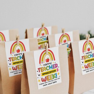 Rainbow Teacher Appreciation Tag, Teacher Appreciation Week Gift Tag ...