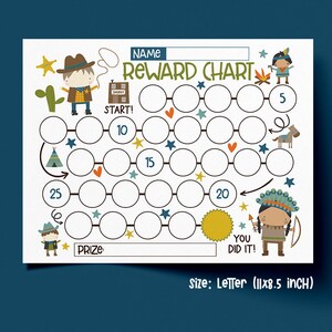 Printable Western Cowboy Reward Chart for Kids, Simple Kids Reward ...