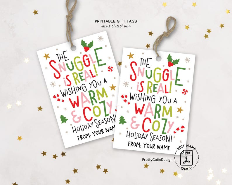 Cozy Christmas Gift Tags Printable, the Snuggle is Real, Warm & Cozy ...
