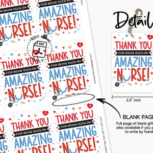 Nurse Appreciation Week Printable Gift Tags, Happy Nurses Week Gift Tag ...