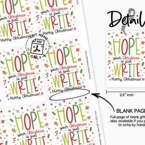 School Supplies Holiday Gift Tags, Hope Your Christmas is Just WRITE ...