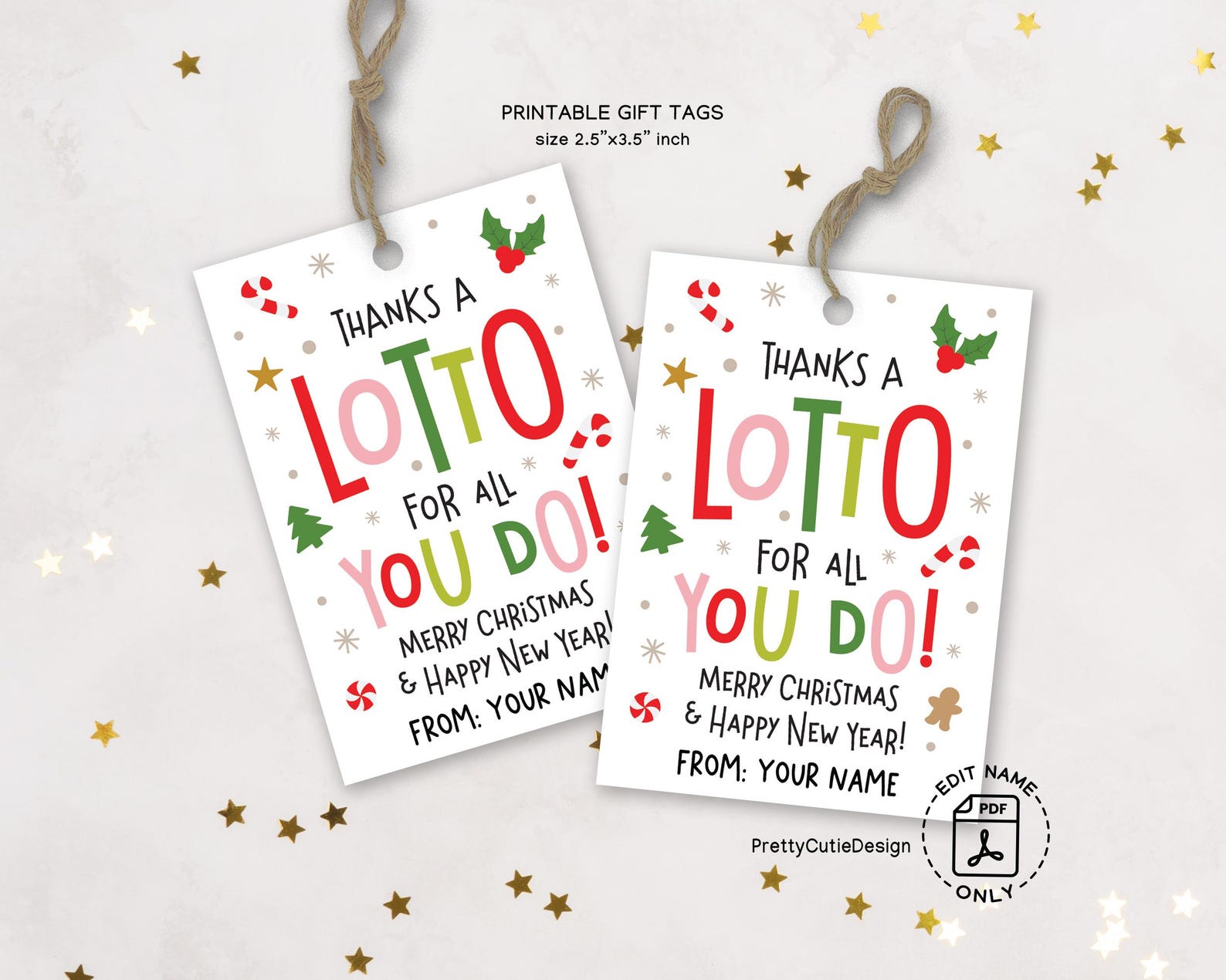 Christmas Lottery Ticket Gift Tags, Thanks a Lotto Printable ...