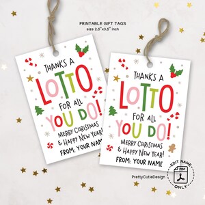 Christmas Lottery Ticket Gift Tags, Thanks a Lotto Printable ...
