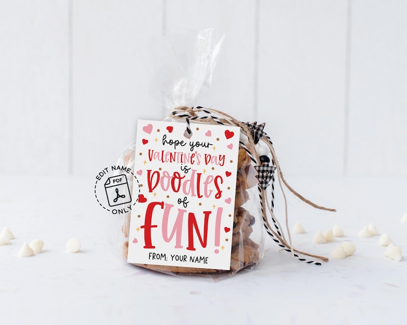 Doodle Valentine Gift Tag Printable, Poodles of Fun Pun, Treat Bag ...
