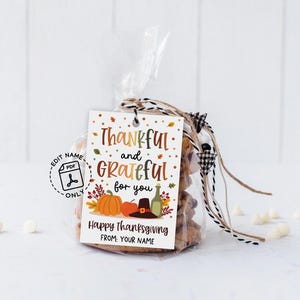 Thanksgiving Gift Tags Printable, Thankful Grateful for You, Fall Thank ...