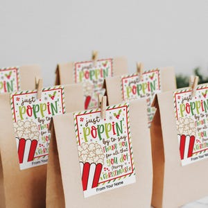 Christmas Gift Tags Printable, Popcorn Theme, Just Poppin Thank You ...