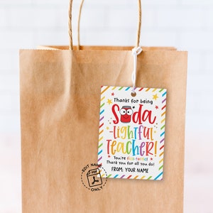 Teacher Appreciation Week Gift Tags, Soda-lighted Teacher Gift Tags ...